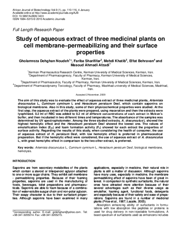 (PDF) Study of aqueous extract of three medicinal plants on cell ...