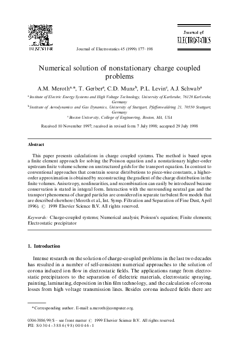 Pdf Numerical Solution Of Nonstationary Charge Coupled Problems