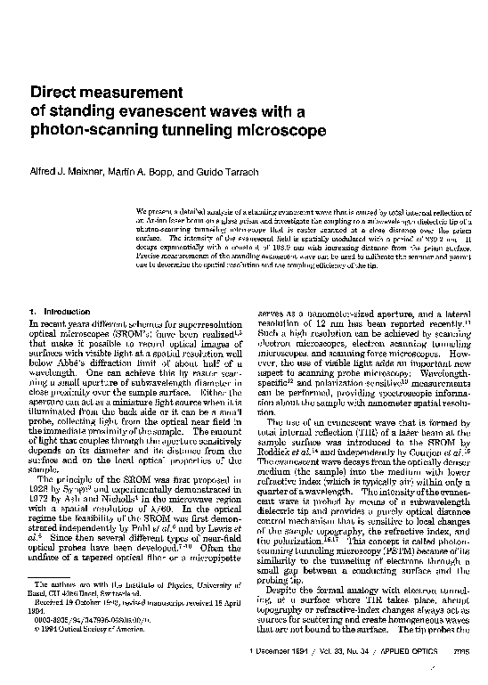 (PDF) Direct measurement of standing evanescent waves with a photon ...