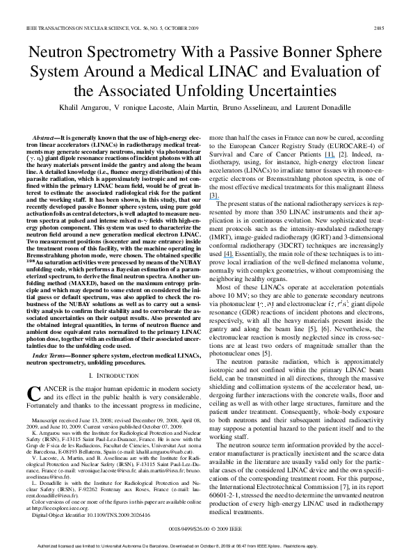 Neutron Spectrometry With a Passive Bonner Sphere System Around a ...