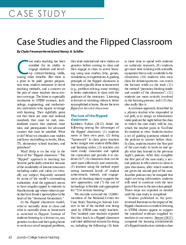 Pdf Case Studies And The Flipped Classroom