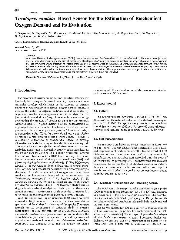 (PDF) Torulopsis candida based sensor for the estimation of biochemical ...