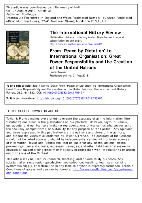 (PDF) The International History Review From 'Peace by Dictation' to ...