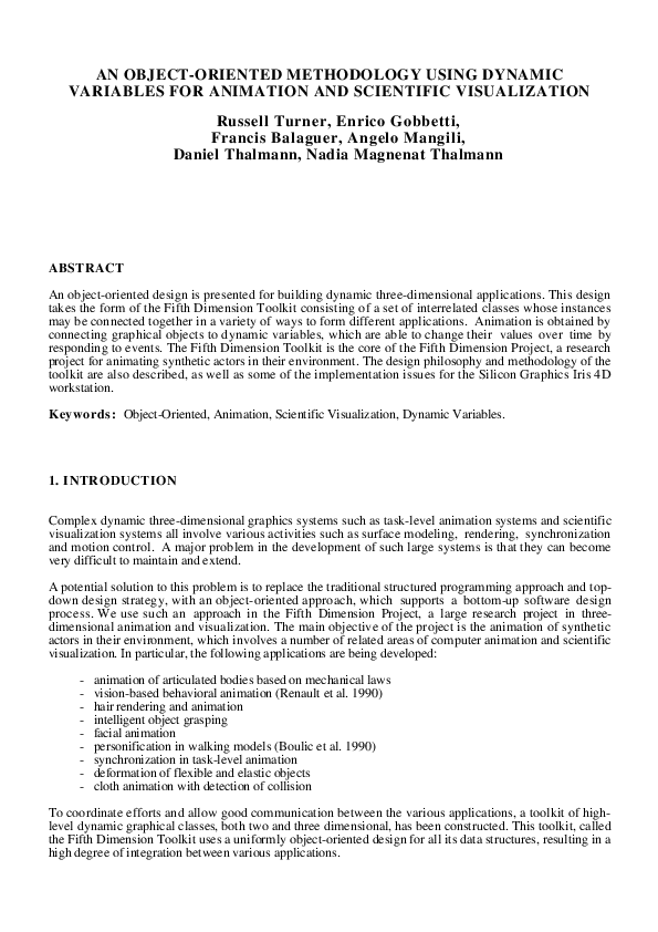 Pdf Dynamic Object Oriented Animation Toolkit