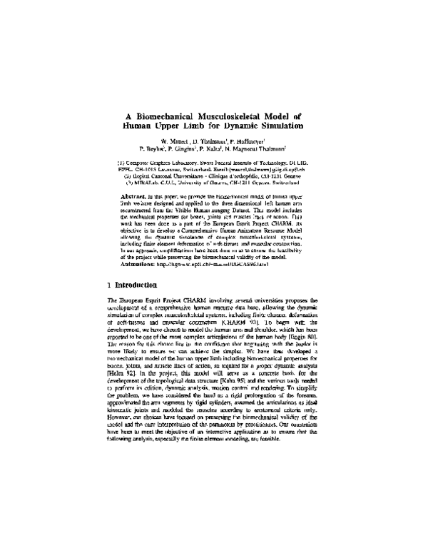 (PDF) A biomechanical musculoskeletal model of human upper limb for ...