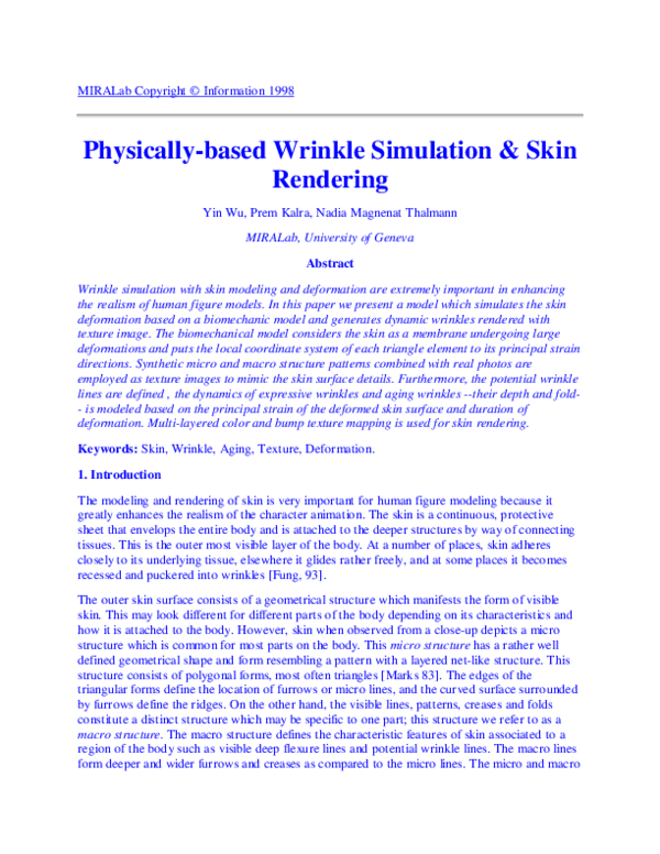 (PDF) Physically-based Wrinkle Simulation & Skin Rendering