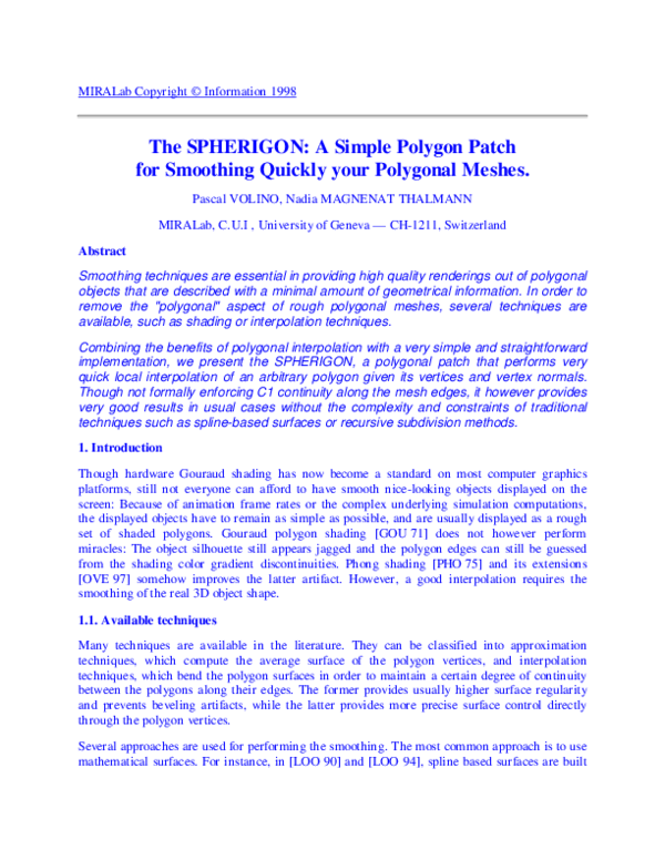 (PDF) The SPHERIGON: a simple polygon patch for smoothing quickly your ...