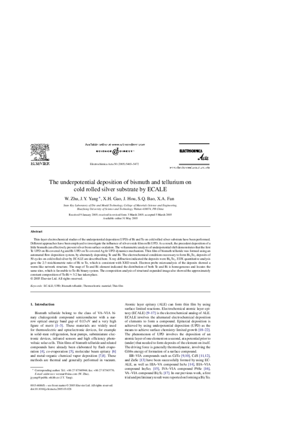 (PDF) The underpotential deposition of bismuth and tellurium on cold ...