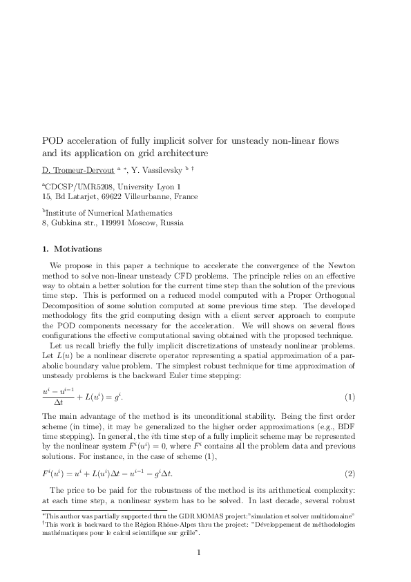 (PDF) POD acceleration of fully implicit solver for unsteady nonlinear flows and its application ...