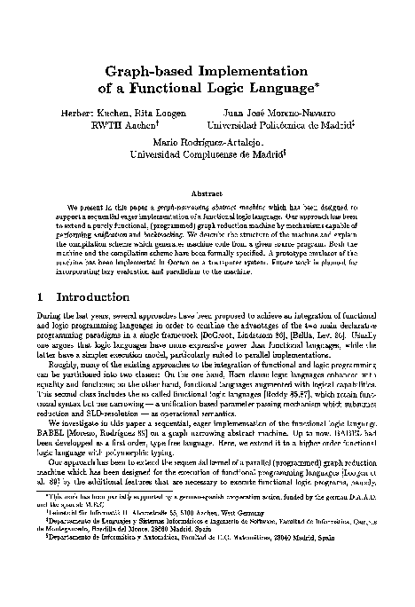 (PDF) Graph-based implementation of a functional logic language
