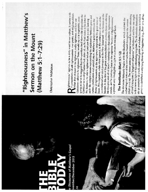 (PDF) “‘Righteousness’ in Matthew’s Sermon on the Mount (Matthew 5:1–7: ...