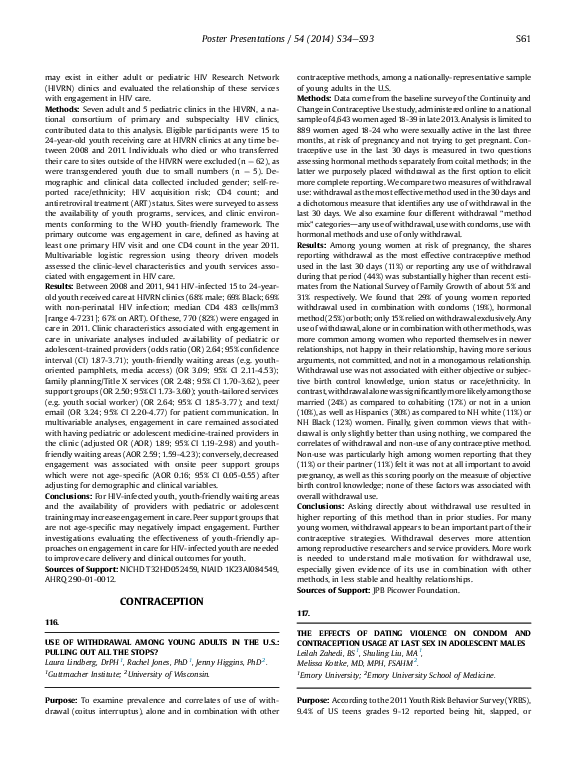 (PDF) Use of Withdrawal Among Young Adults in the U.S.: Pulling Out All ...