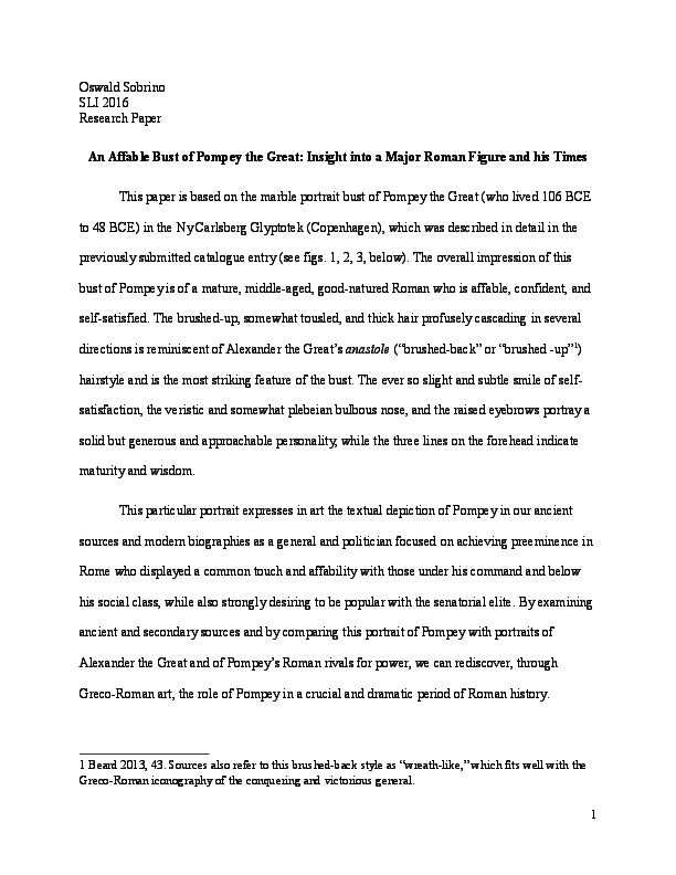 (DOC) An Affable Bust of Pompey the Great: Insight into a Major Roman ...