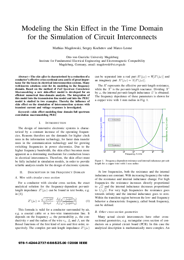 (PDF) Modeling the skin effect in the time domain for the simulation of circuit interconnects