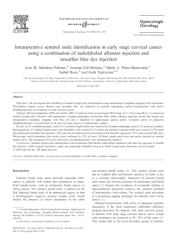 (PDF) Intraoperative sentinel node identification in early stage ...