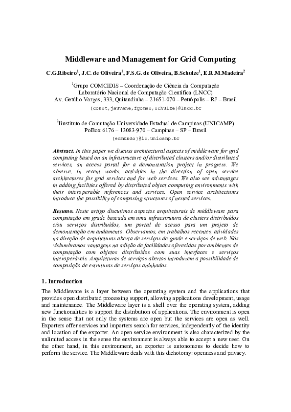 (PDF) Middleware and Management for Grid Computing