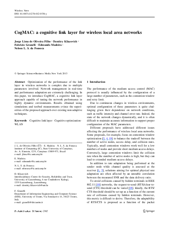 (PDF) CogMAC: a cognitive link layer for wireless local area networks ...