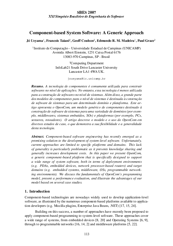 (PDF) Component-based System Software: A Generic Approach