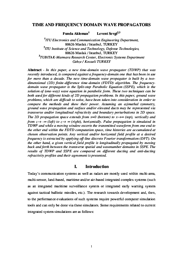 (PDF) Time and Frequency Domain Wave Propagators