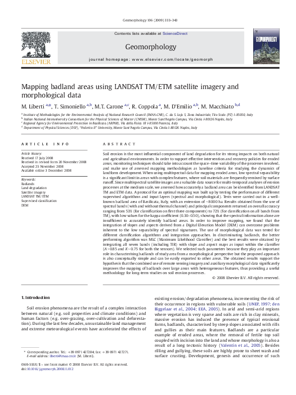 (PDF) Mapping badland areas using LANDSAT TM/ETM satellite imagery and morphological data