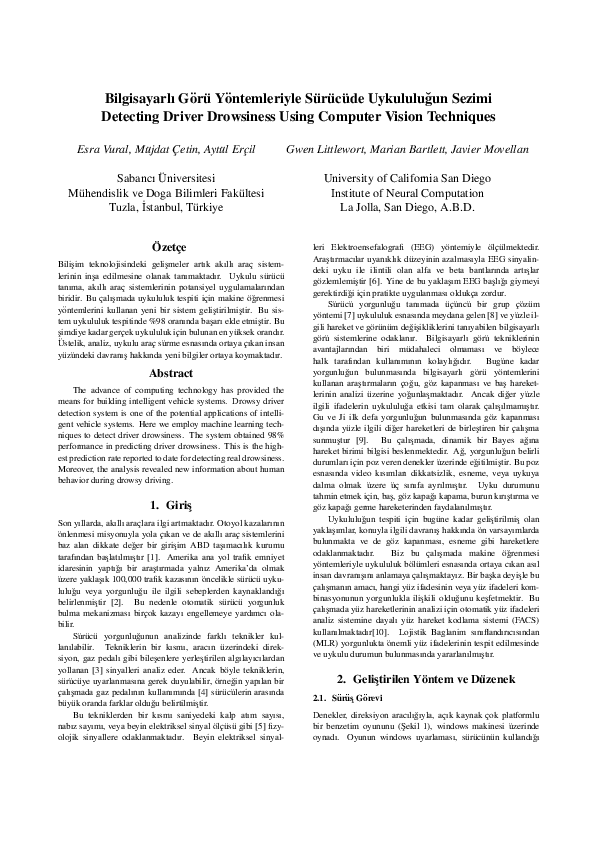 (PDF) Detecting driver drowsiness using computer vision techniques
