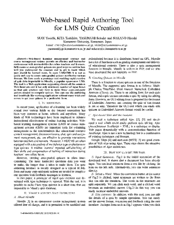 (PDF) Web-based Rapid Authoring Tool for LMS Quiz Creation
