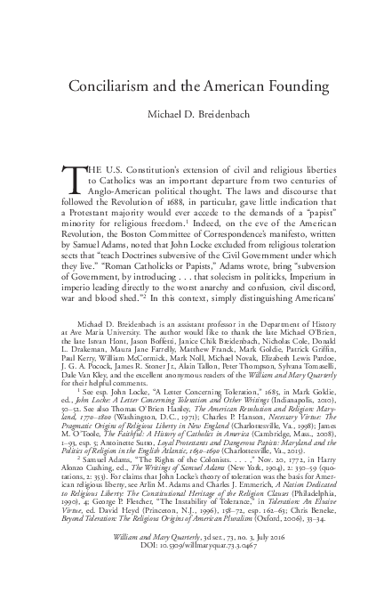 (PDF) Conciliarism and the American Founding (William and Mary Quarterly)