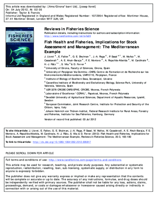 (PDF) Fish Health and Fisheries, Implications for Stock Assessment and ...