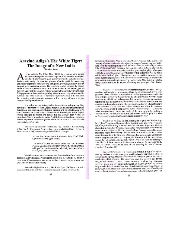 (PDF) Aravind Adiga's The White Tiger_The Image of a New India