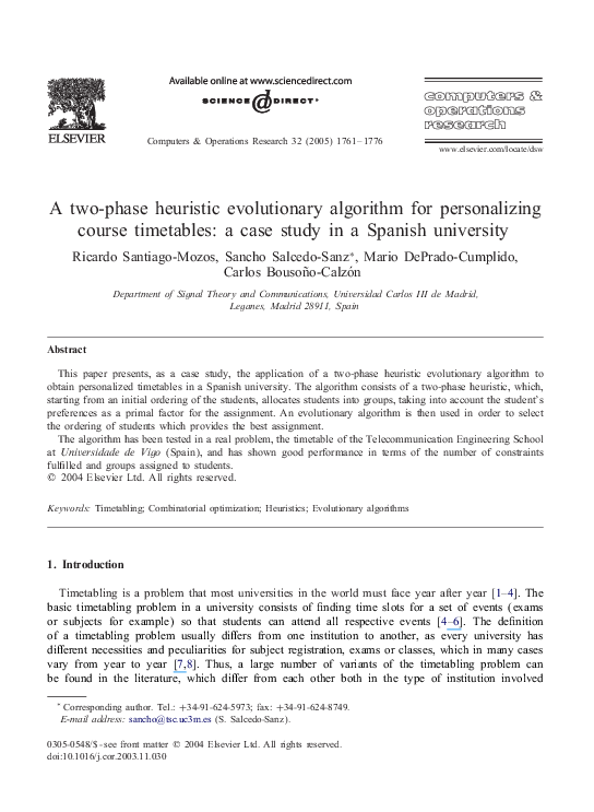 Pdf A Two Phase Heuristic Evolutionary Algorithm For Personalizing