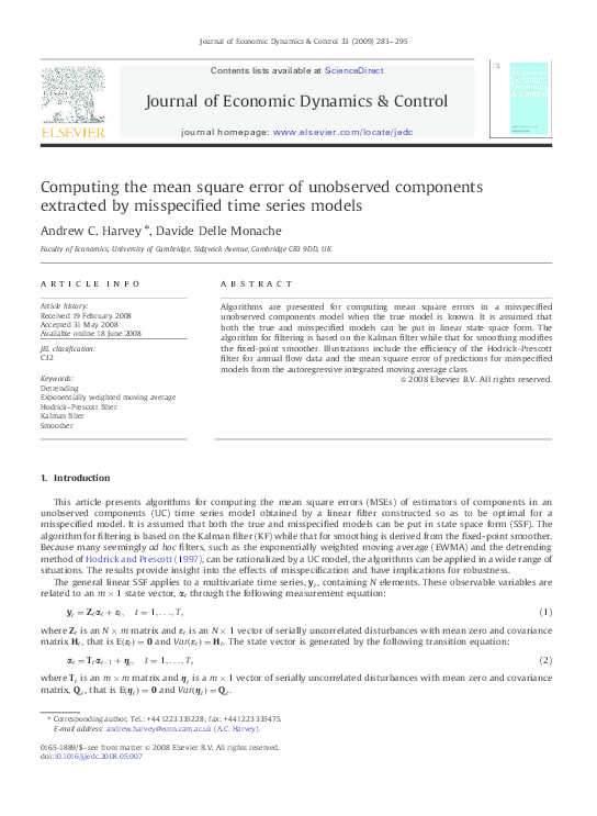 (PDF) Computing the mean square error of unobserved components extracted by misspecified time ...