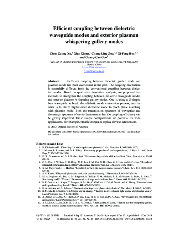 Pdf Efficient Coupling Between Dielectric Waveguide Modes And