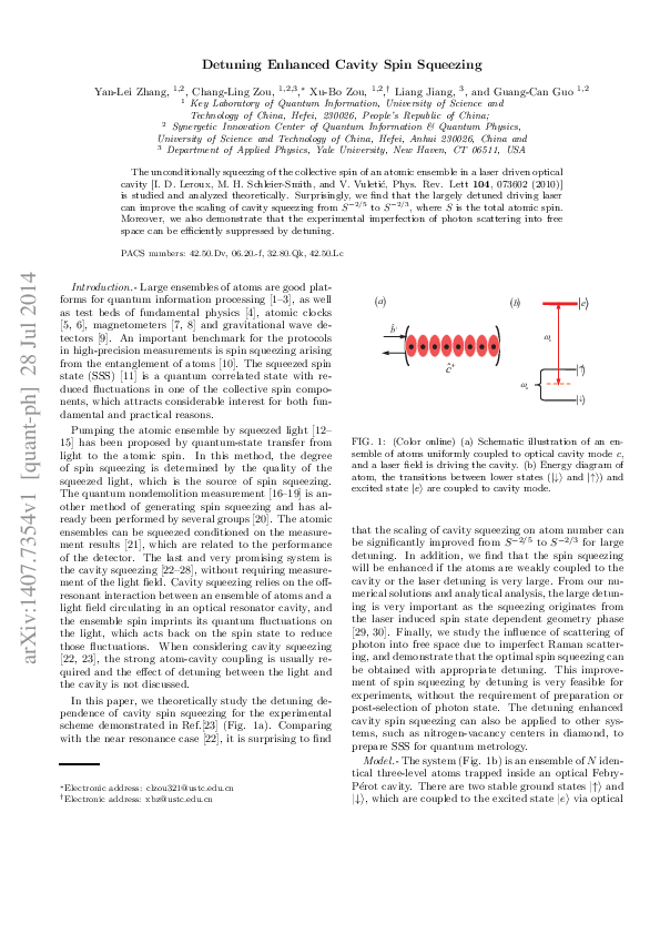 (PDF) Detuning-enhanced cavity spin squeezing
