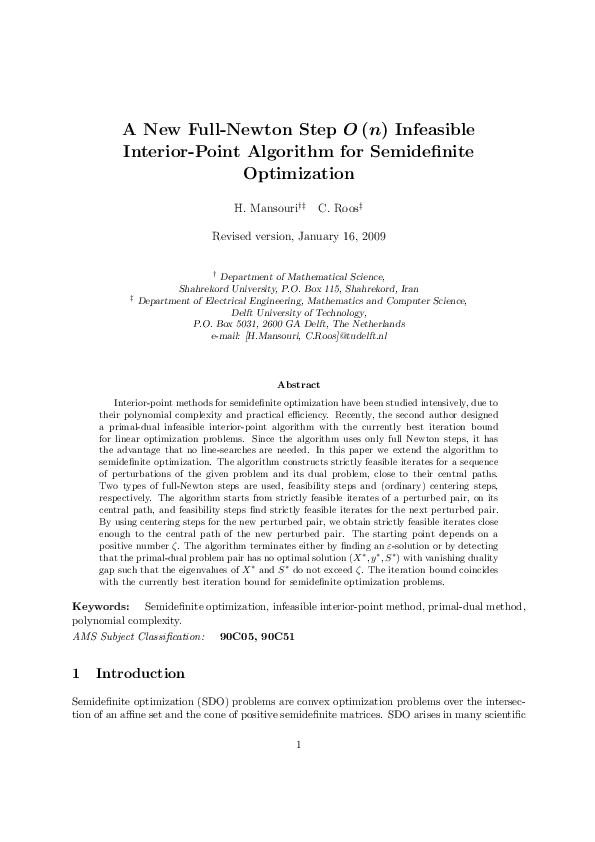 (PDF) A new full-Newton step