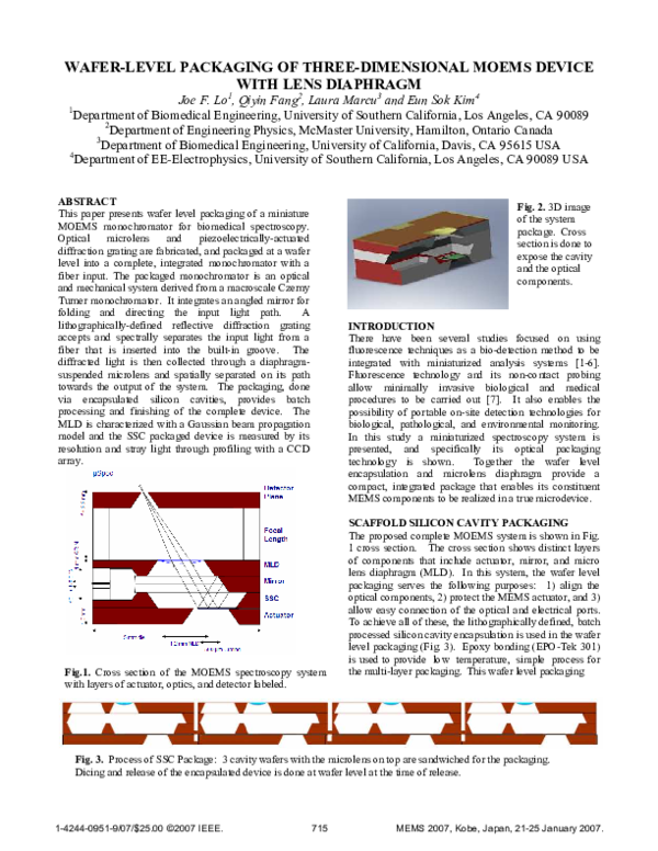(PDF) Wafer-level packaging of three-dimensional MOEMS device with lens ...