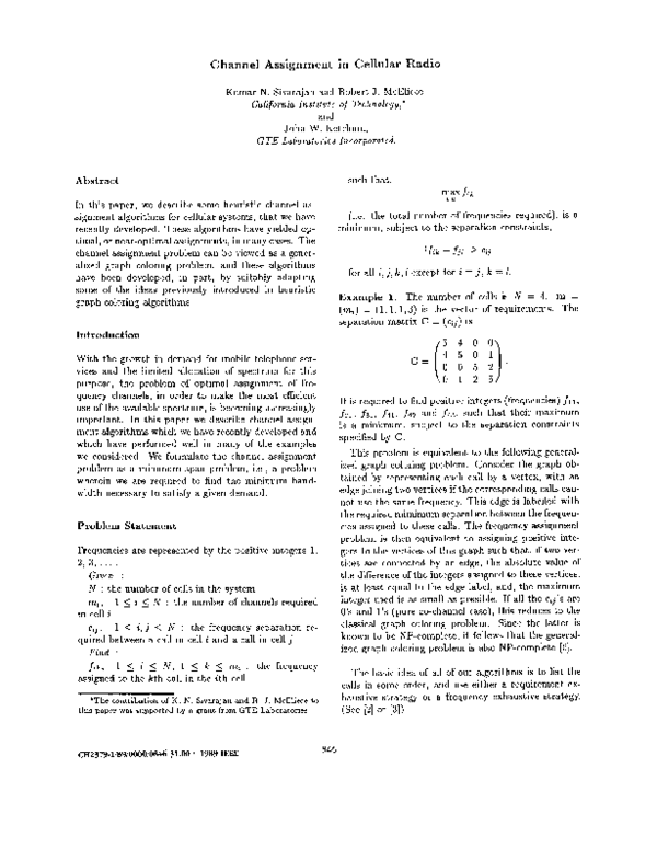(PDF) Channel assignment in cellular radio