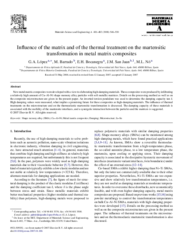 (PDF) Influence of the matrix and of the thermal treatment on the ...