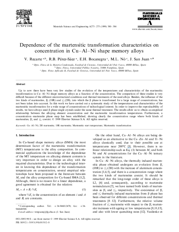 (PDF) High-pressure torsion driven phase transformations in Cu–Al–Ni shape memory alloys | Jose ...