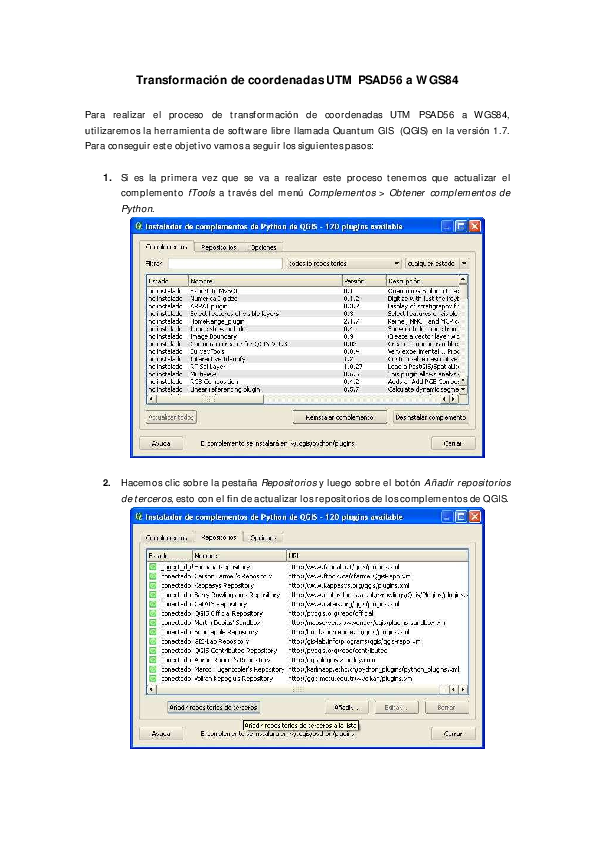(PDF) Transformacion de coordenadas UTM PSAD56 a WGS84