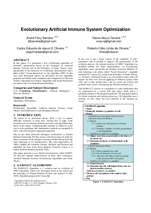 (PDF) Evolutionary artificial immune system optimization