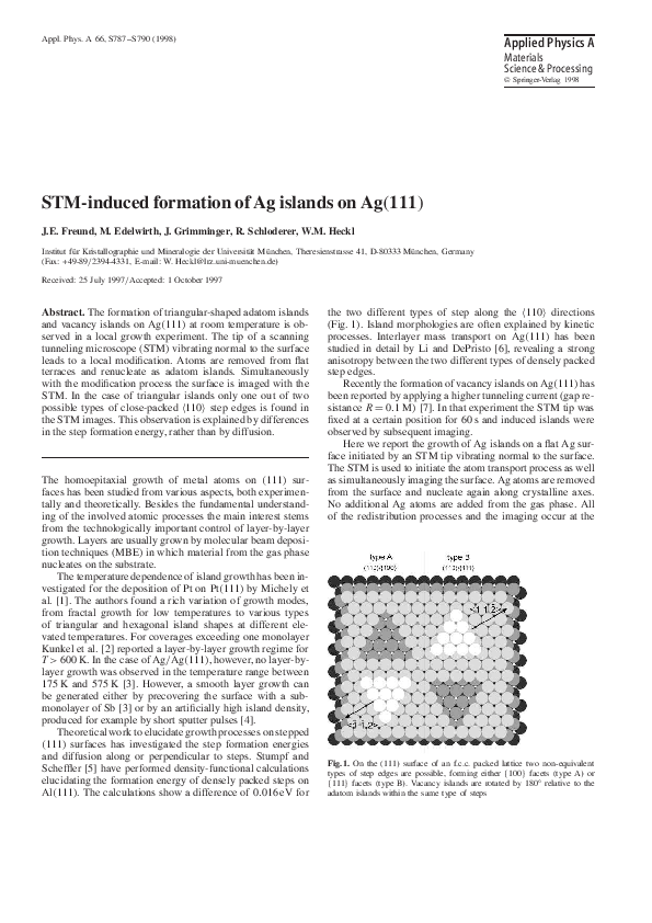 (PDF) STM-induced formation of Ag islands on Ag(111