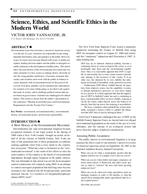 (PDF) Science, Ethics, and Scientif ic Ethics in the Modern World