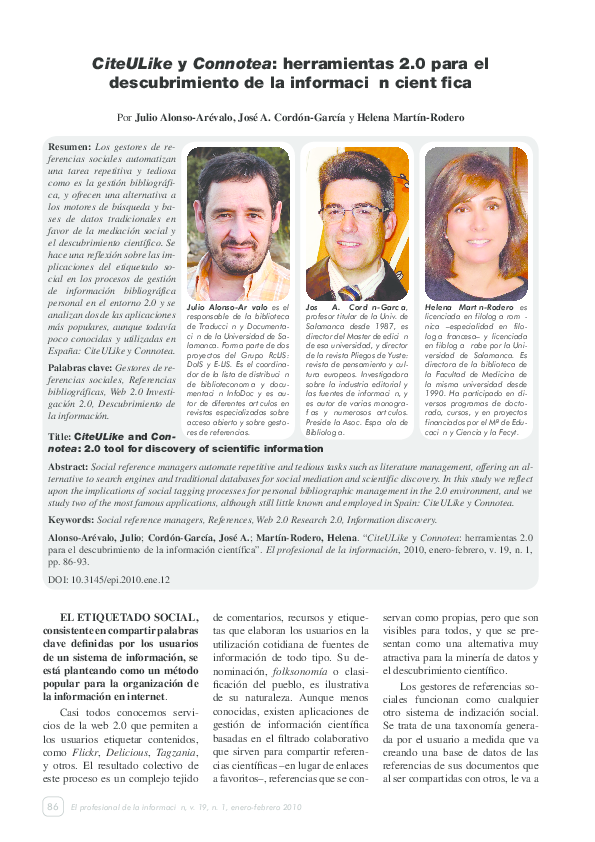 (PDF) CiteULike y Connotea : herramientas 2.0 para el descubrimiento de ...