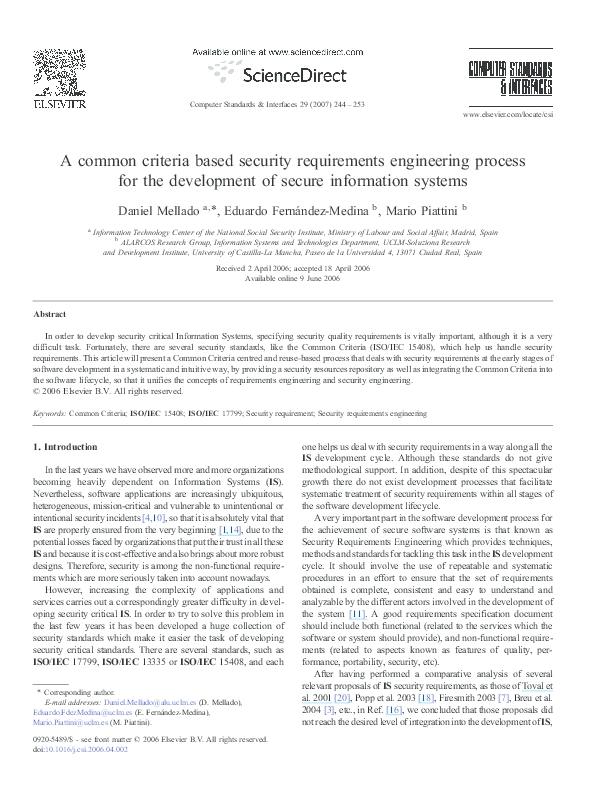 (PDF) Securing Information Systems with Common Criteria
