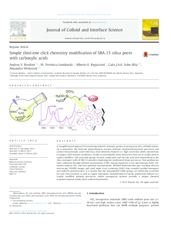 (PDF) Simple thiol-ene click chemistry modification of SBA-15 silica ...