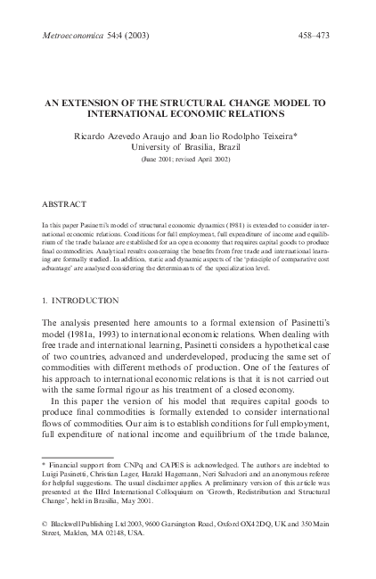(PDF) An Extension of the Structural Change Model to International ...
