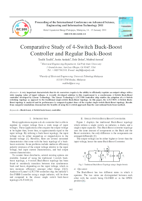 (PDF) Comparative Study of 4Switch Buck-Boost Controller and Regular Buck-Boost