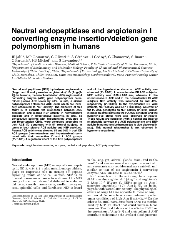 (PDF) Neutral endopeptidase and angiotensin I converting enzyme insertion/deletion gene ...