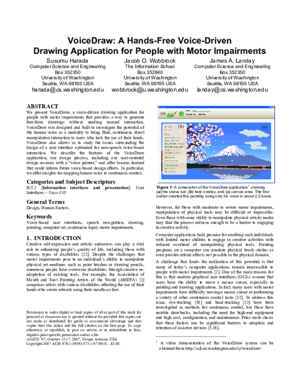 (PDF) VoiceDraw: A Hands-Free Voice-Driven Drawing Application for ...