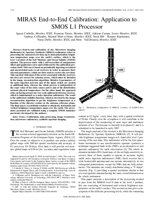 (PDF) MIRAS end-to-end calibration: application to SMOS L1 processor